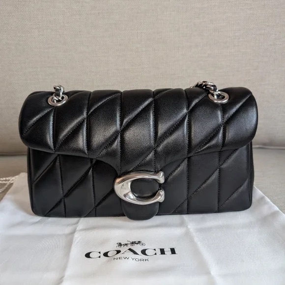 Coach | Bags | Coach Black Quilted Leather Shoulder Bag With Silver ...